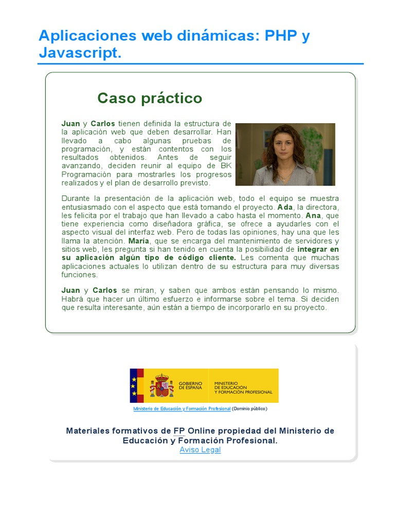 Dwes07 Aplicaciones Web Dinámicas Php Y Javascript Pdf Script