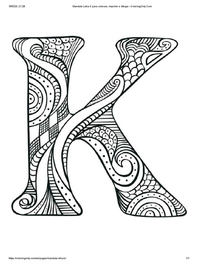 Mandala Letra K para Colorear, Imprimir e Dibujar | PDF