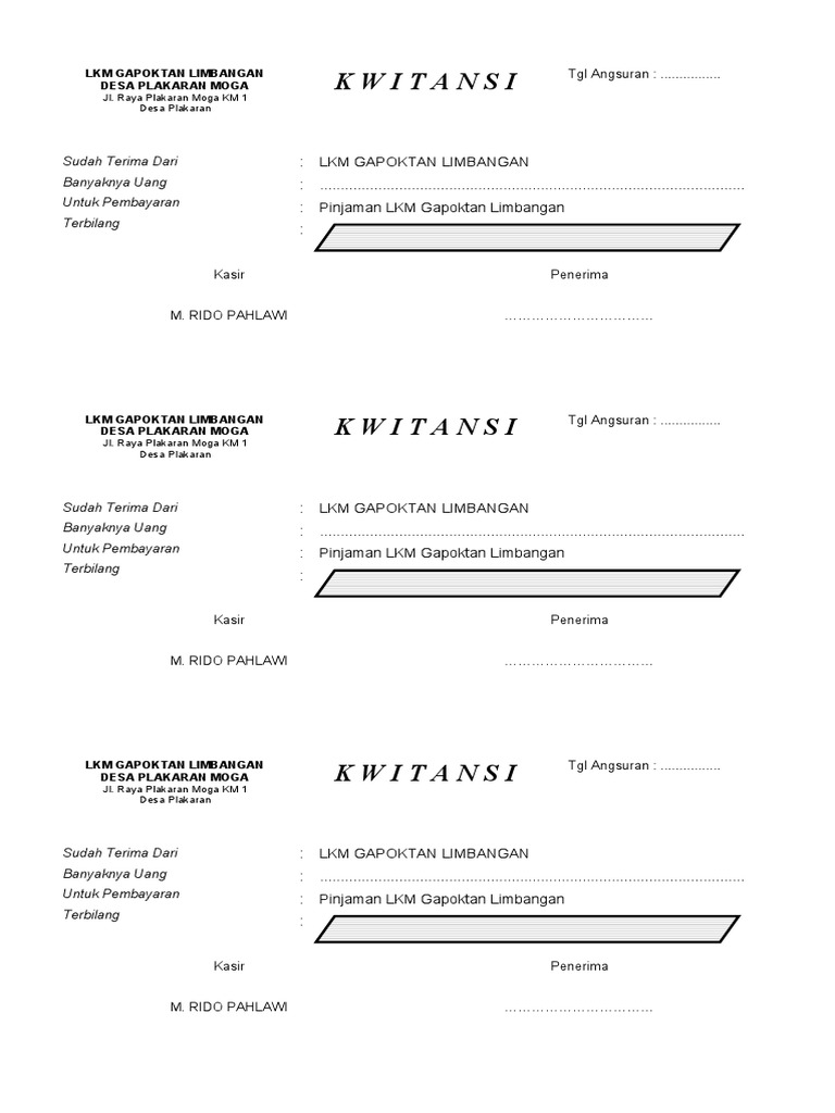 Contoh Kwitansi Pinjaman Uang | PDF | Pengelolaan Keuangan & Uang