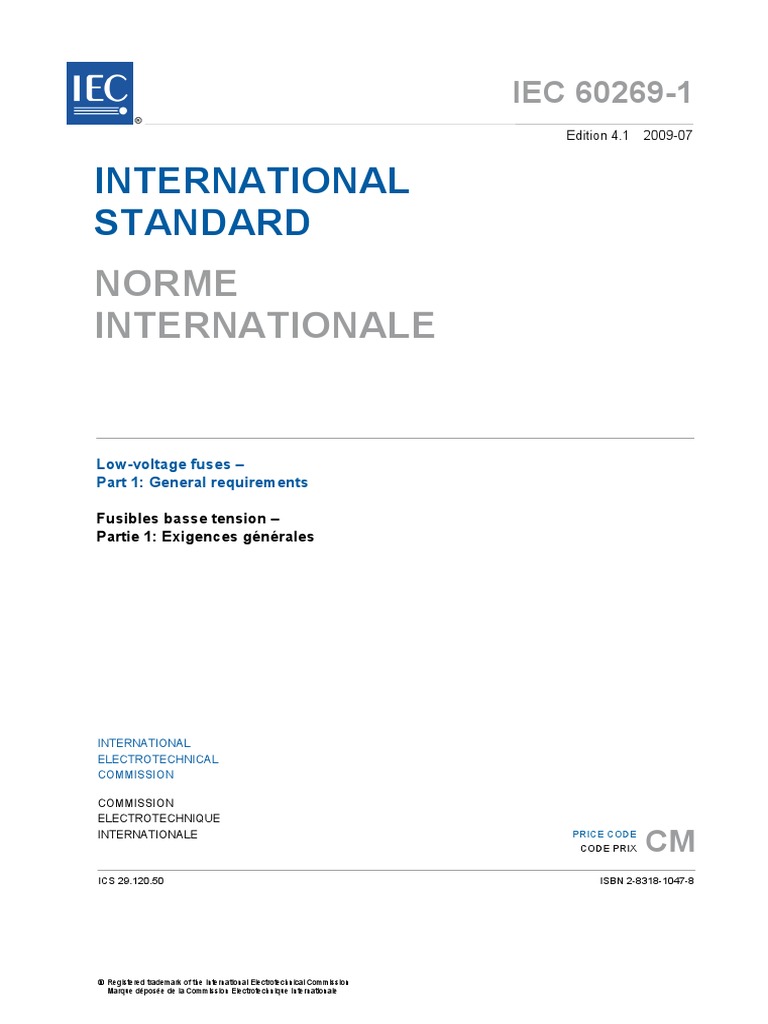 Info Iec60269-1 (Ed4.1) B | PDF | Fuse (Electrical) | Electrical Wiring