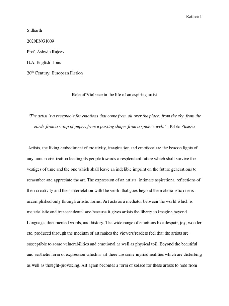 Sidharth 1009 European Fiction 20th Century DRAFT | PDF | Psychological Concepts | Psychology