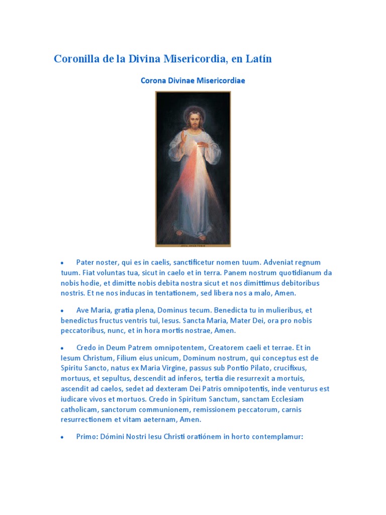 Coronilla de La Divina Misericordia en Latin | PDF