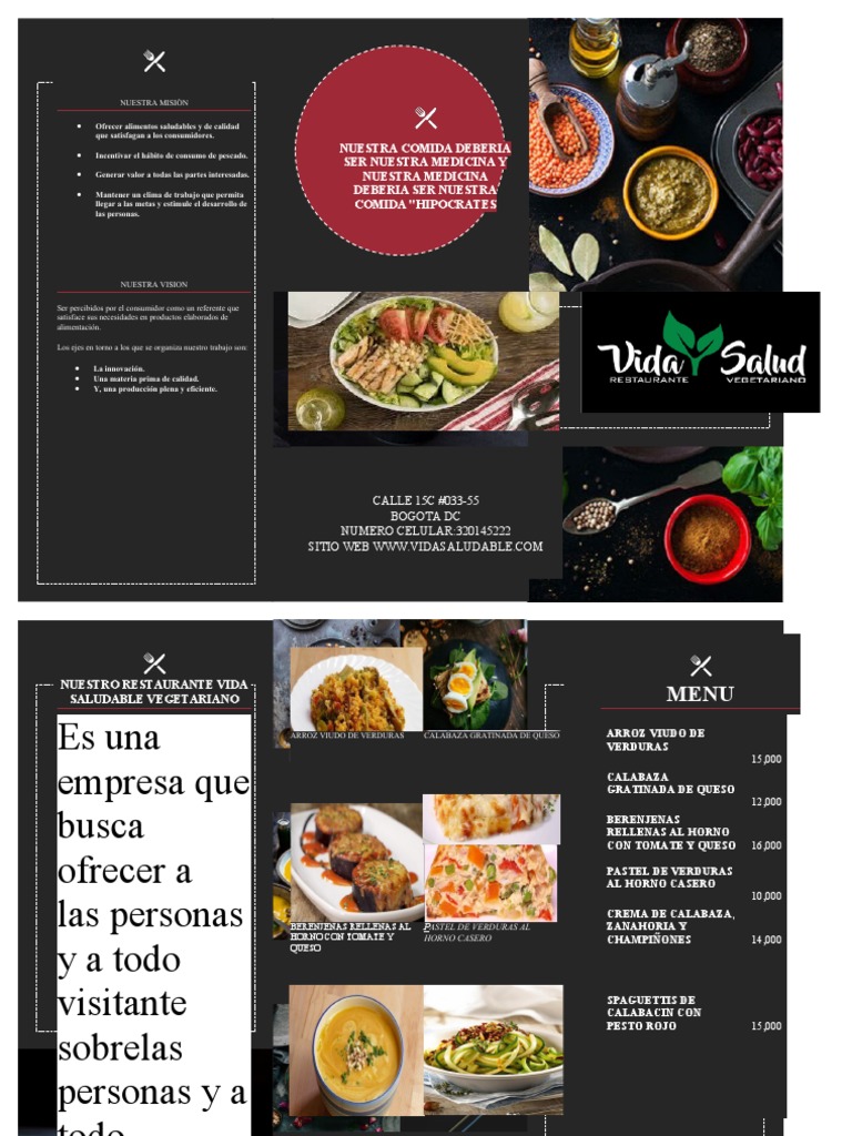 Menú del Restaurante Vida Saludable | PDF | Cocinando | Cocina occidental