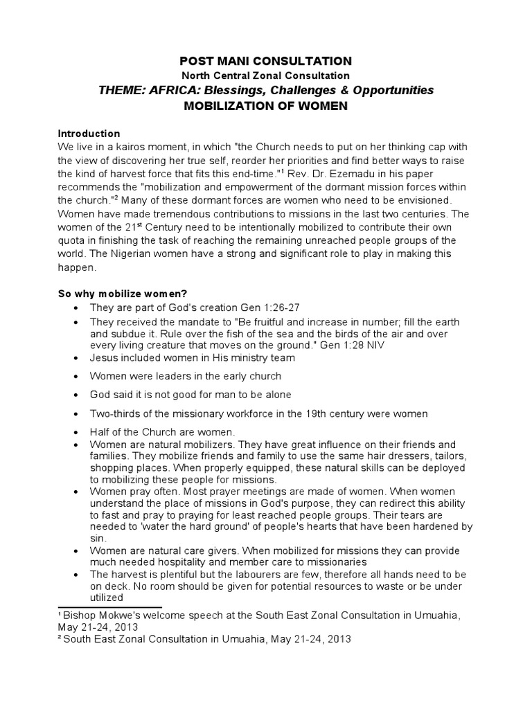 Mobilization of Women 1 | PDF | Jesus | Christian Belief And Doctrine