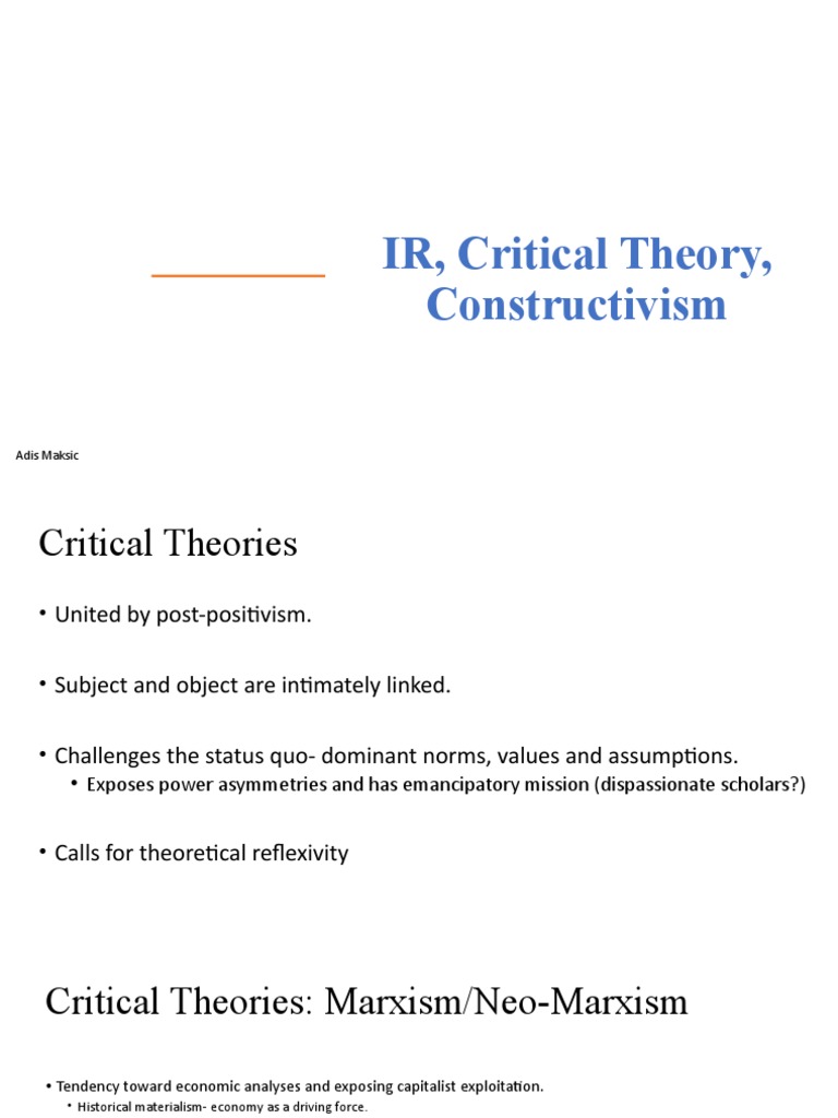Debates in IR- Constructivism, etc. | PDF | Philosophical Theories ...