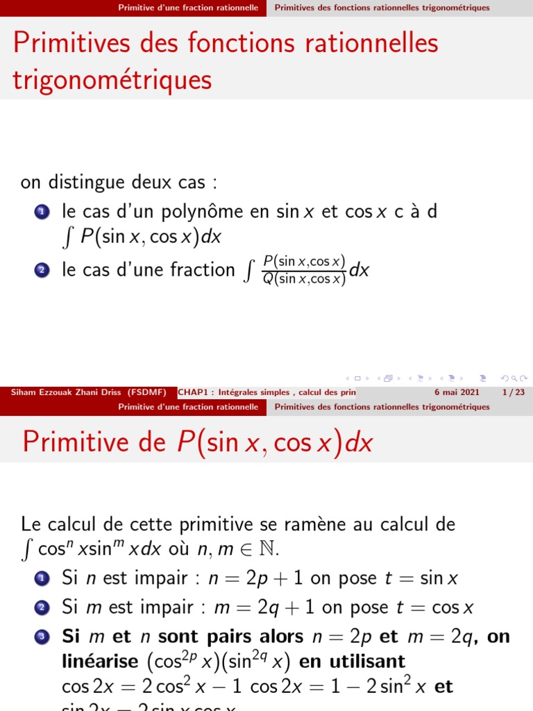 Primitives des fonctions rationnelles | PDF | Limite (mathématiques ...