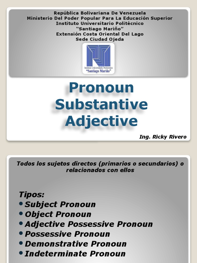 Pronous - Substantives - Adjectives | PDF | Noun | Grammar