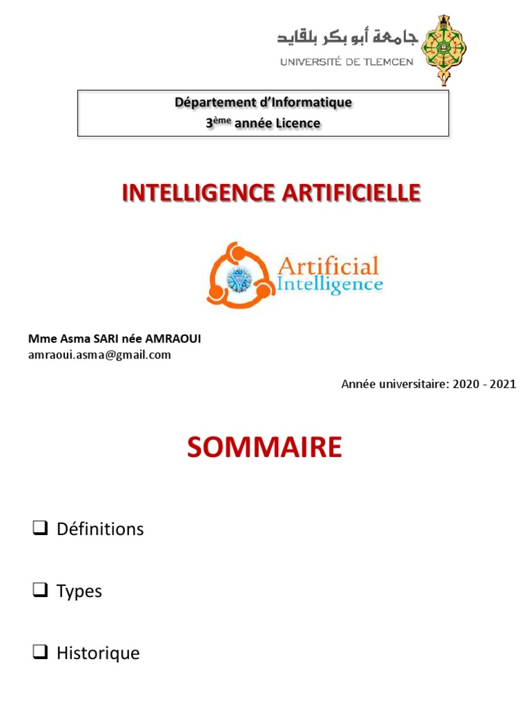 Chapitre 1 IA | PDF | Intelligence artificielle | Intelligence (IA) et sémantique