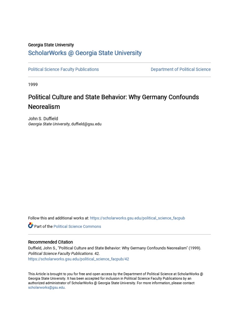 Political Culture and State Behavior - Why Germany Confounds Neore ...