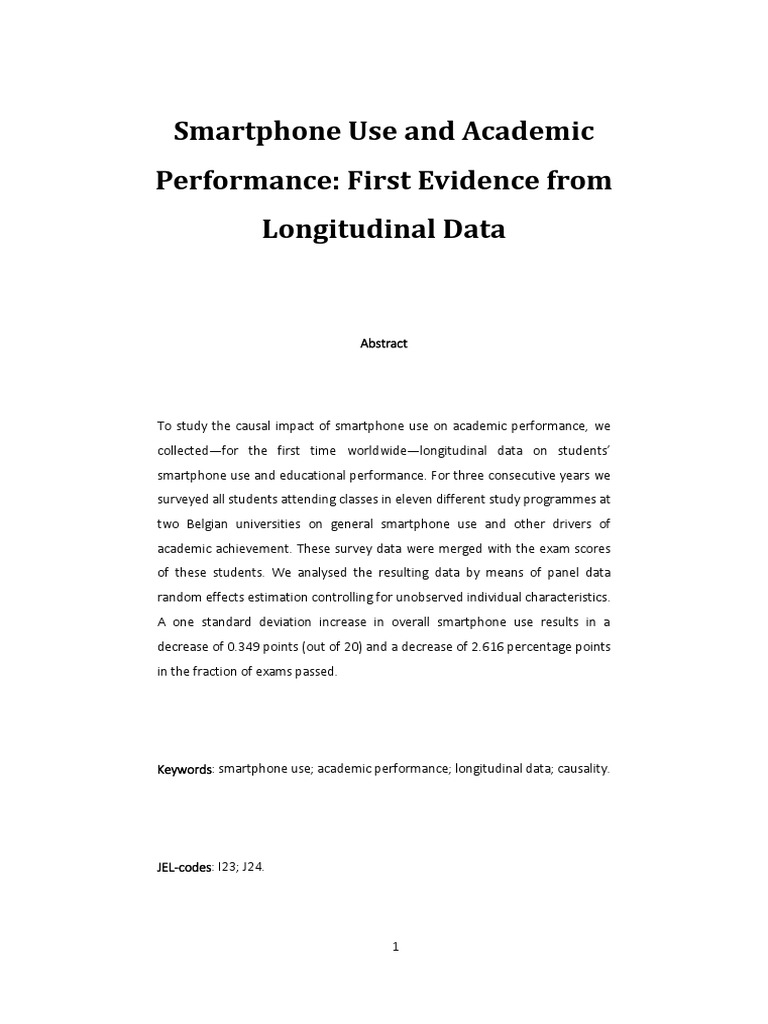 Smartphone Use and Academic Performance Research 3 | PDF | Fixed Effects Model | Statistical ...