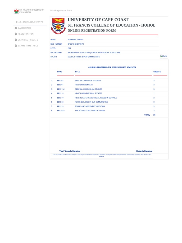 UCC Affiliated Colleges of Education - Students' Portal | PDF