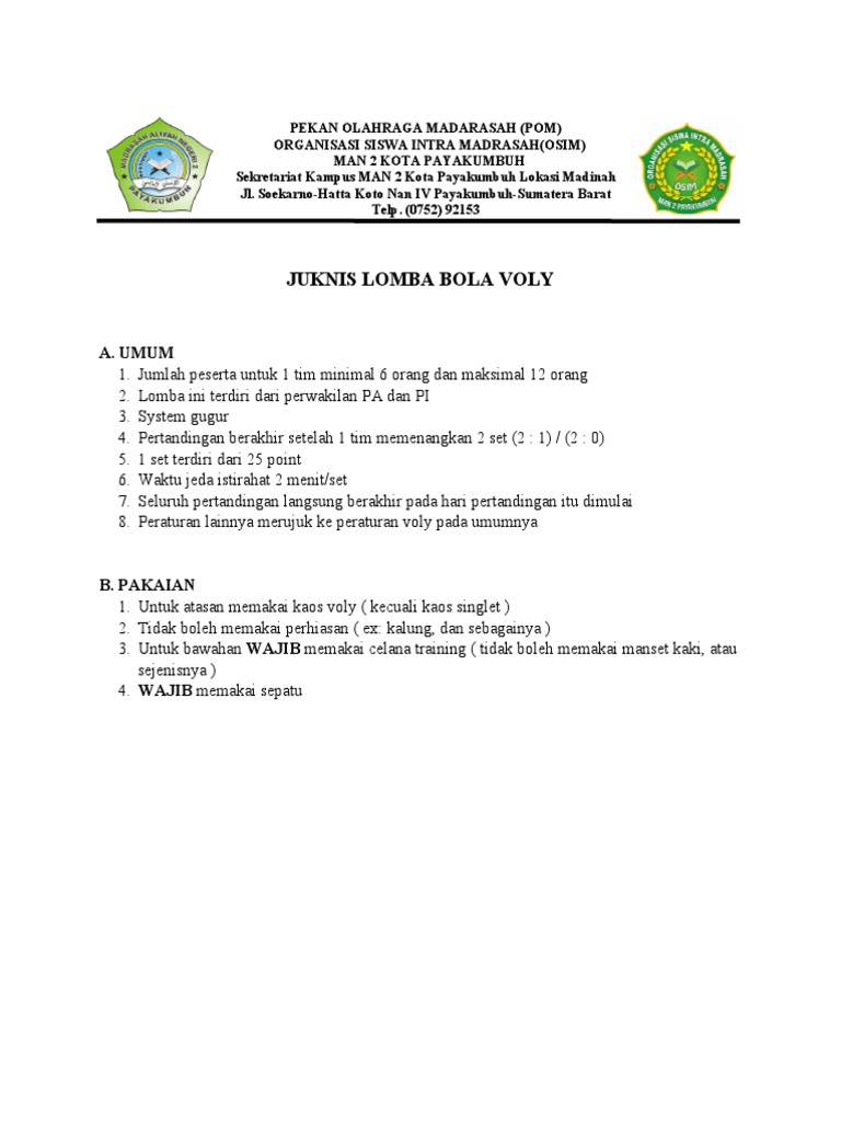 Juknis Lomba Bola Voly | PDF