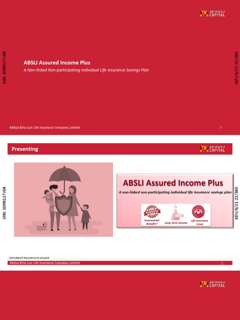 ABSLI Assured Income Plus V04 - Presentation | PDF | Insurance | Life ...
