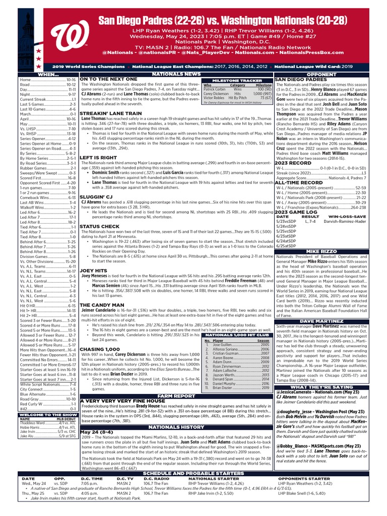 5 24vsSDP | PDF | Major League Baseball | Major League Baseball Teams
