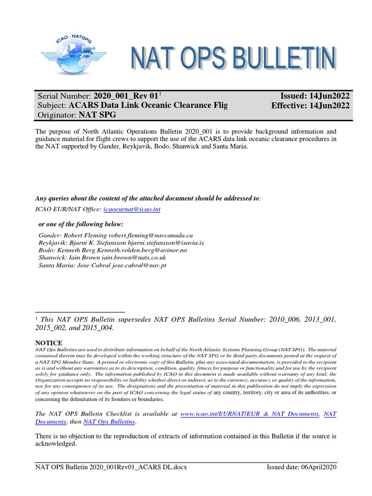 Nat Ops Bulletin 1656481207 | PDF | Air Traffic Control | Aeronautics