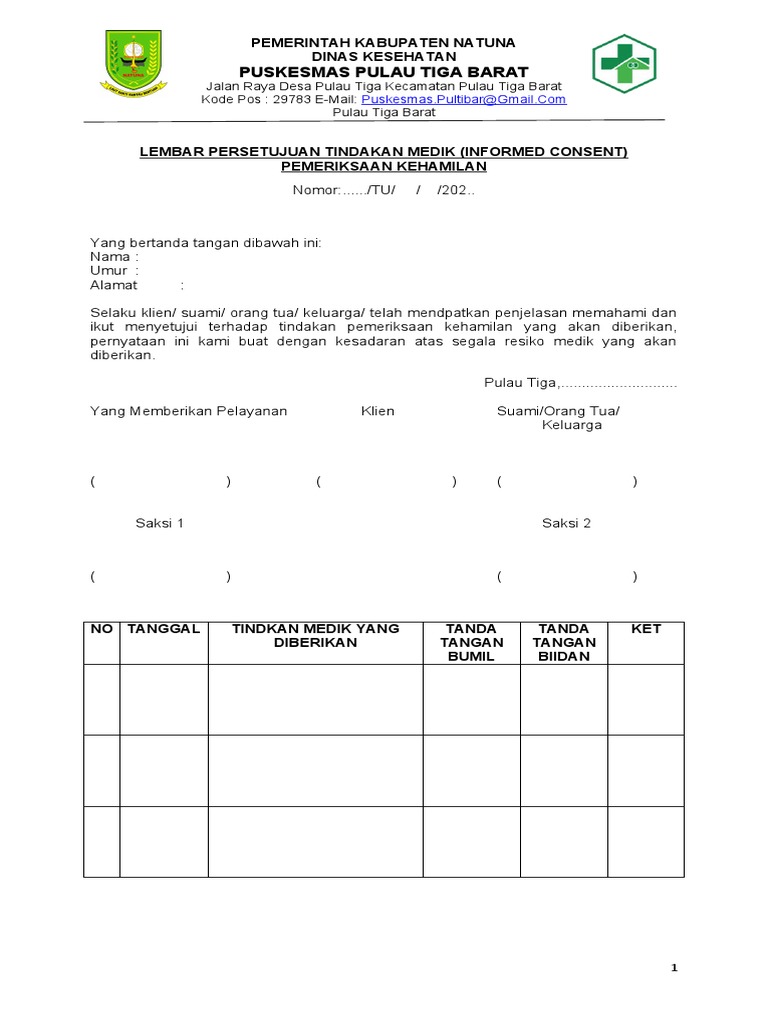 Informed Consent untuk Pelayanan Kesehatan | PDF