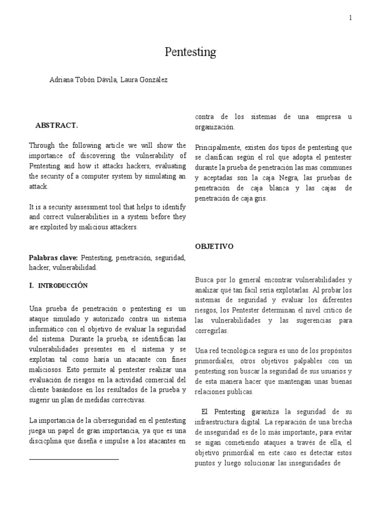 PENTESTING | PDF | Prueba de penetración | Vulnerabilidad (informática)