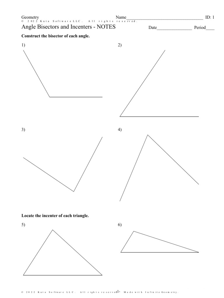 Geometry: Angle Bisectors & Incenters | PDF