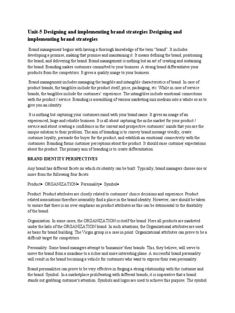 Unit-5 Designing and Implementing Brand Strategies Designing and Implementing Brand Strategies ...