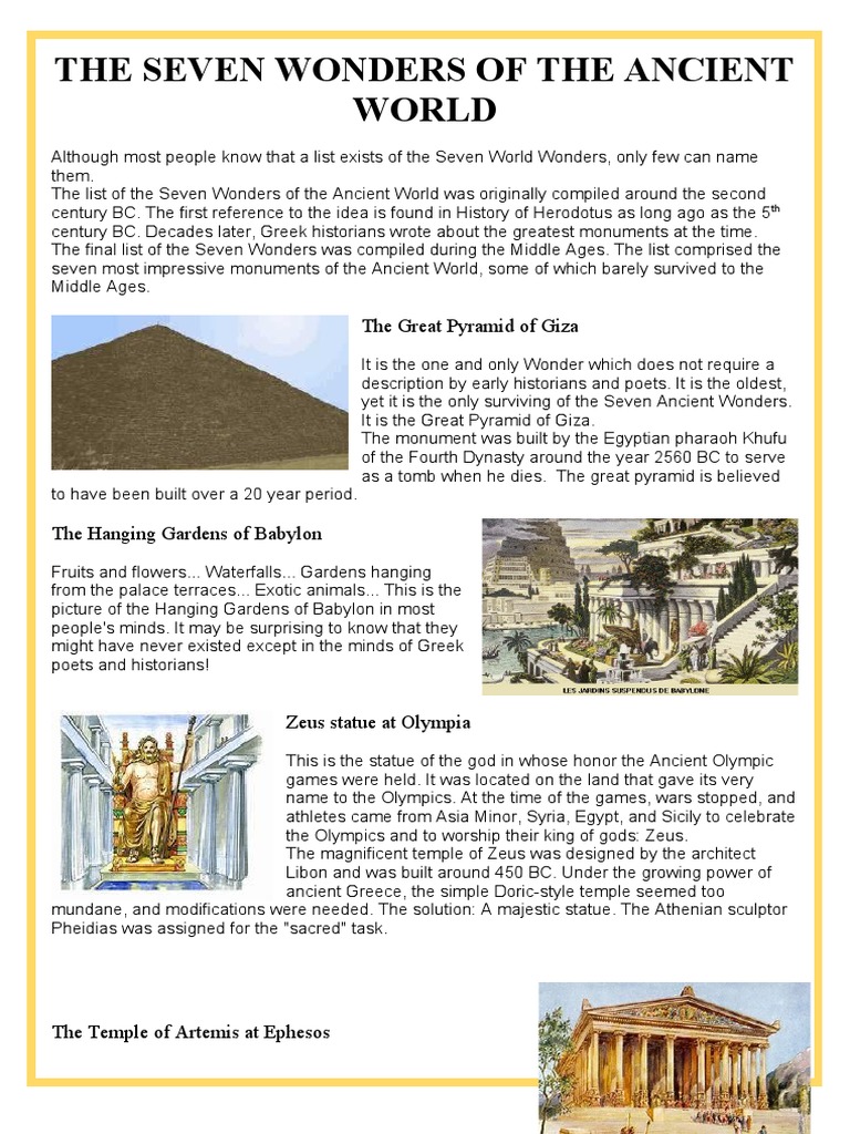 Easy Reading The Seven Wonders of The Ancient Worl Reading ...