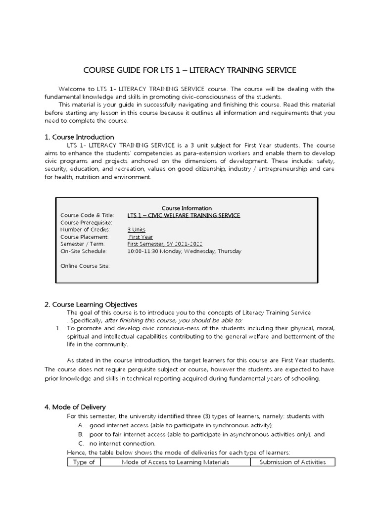 LTS Course Guide 2021 - Juday | PDF | Educational Assessment | Learning