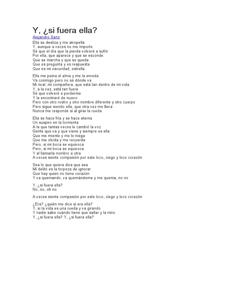 Y Si Fuera Ella Alejandro Sanz | PDF