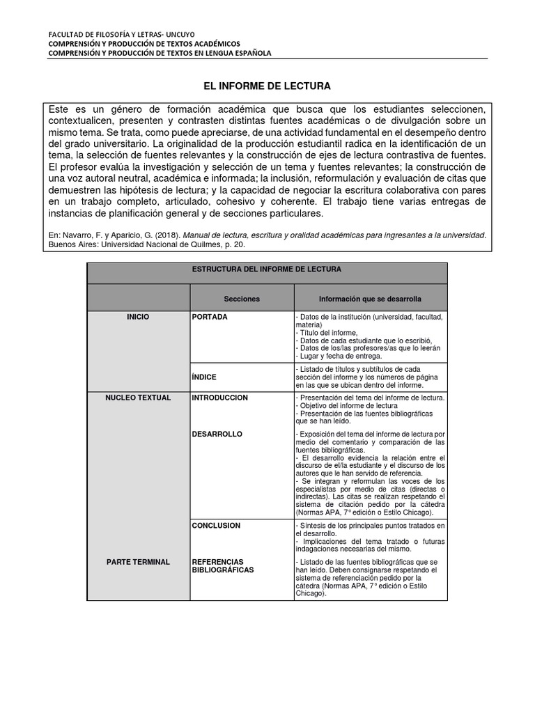 El Informe De Lectura Pdf Estilo Apa 8059