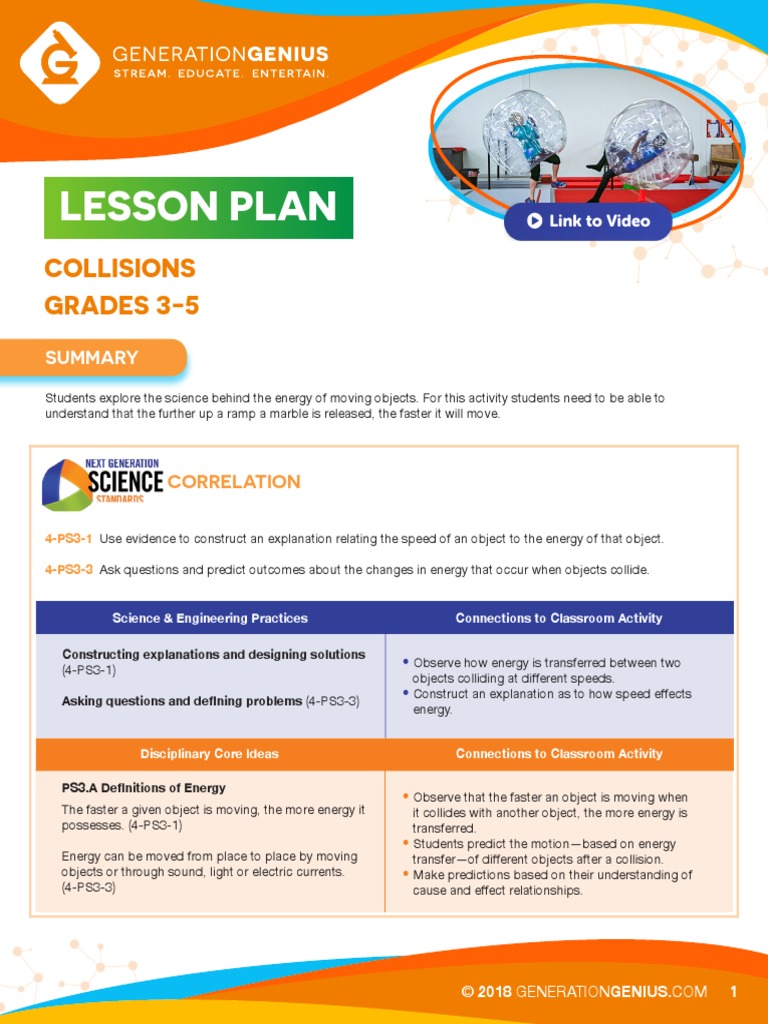 Collisions Lesson Plan GG | PDF | Collision | Heat