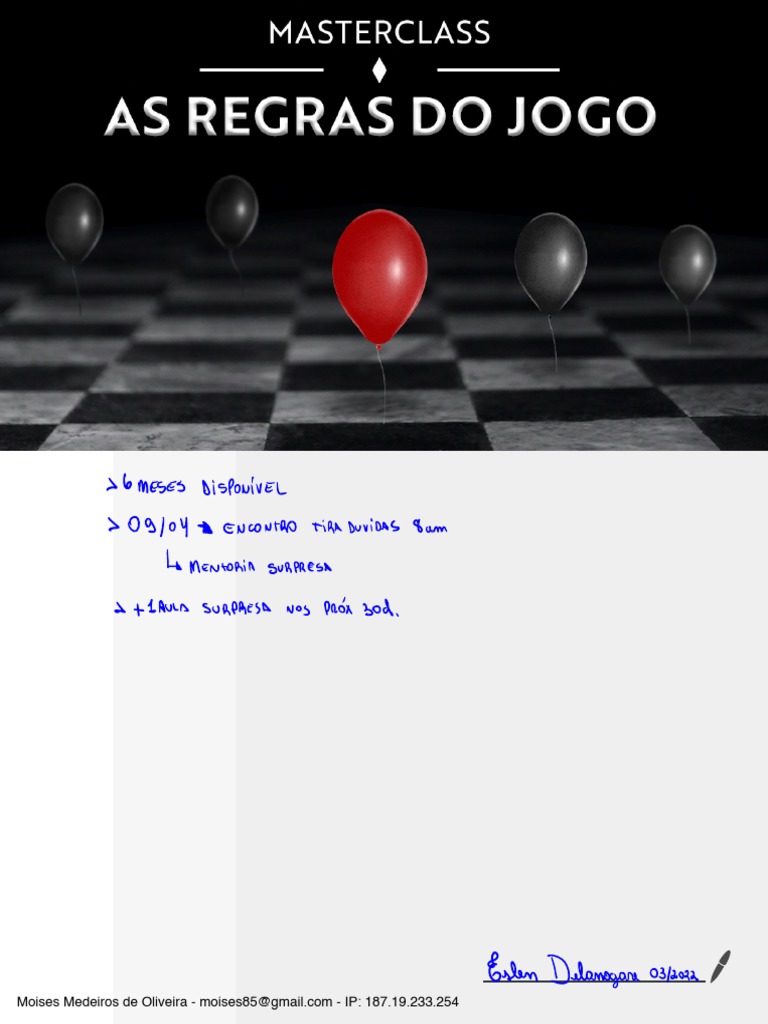 CADERNO Masterclass As Regras Do Jogo | PDF | Psicologia | Fisiologia