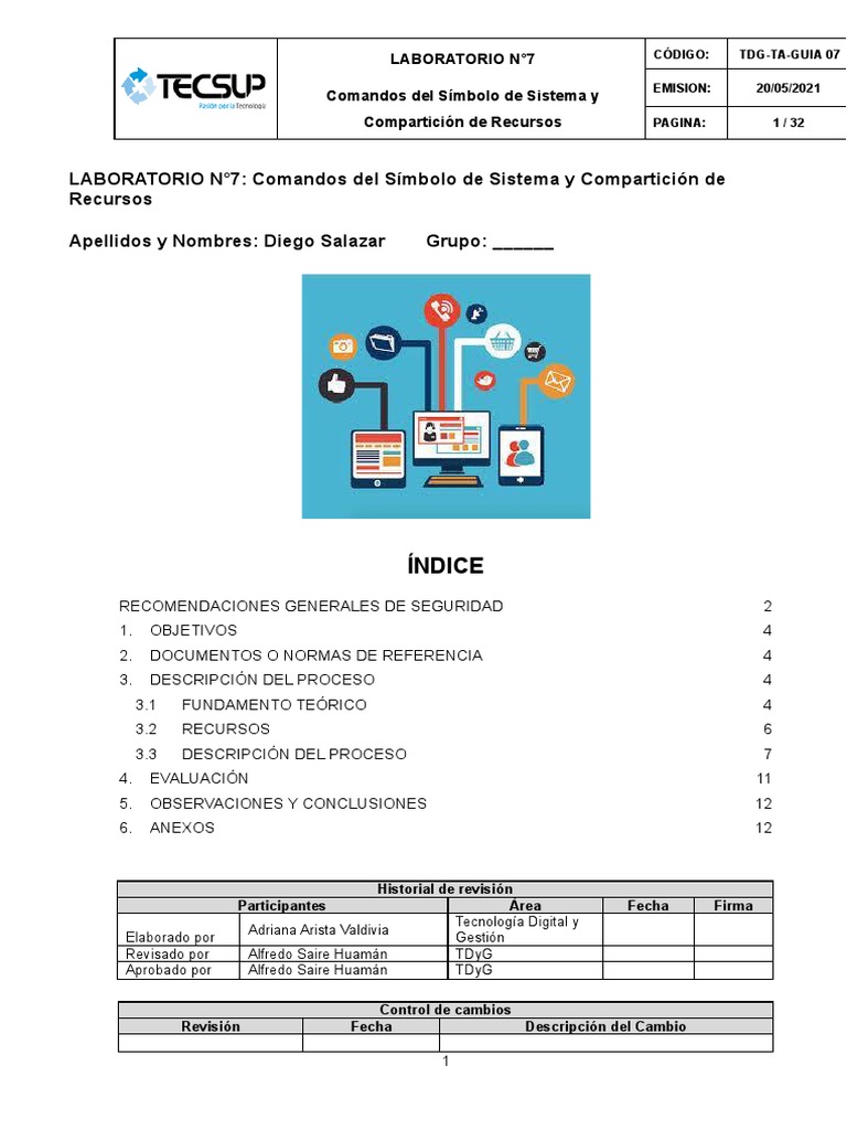 Lab 07 - Comandos Del Símbolo Del Sistema y Compartición de Recursos | PDF | Archivo de ...