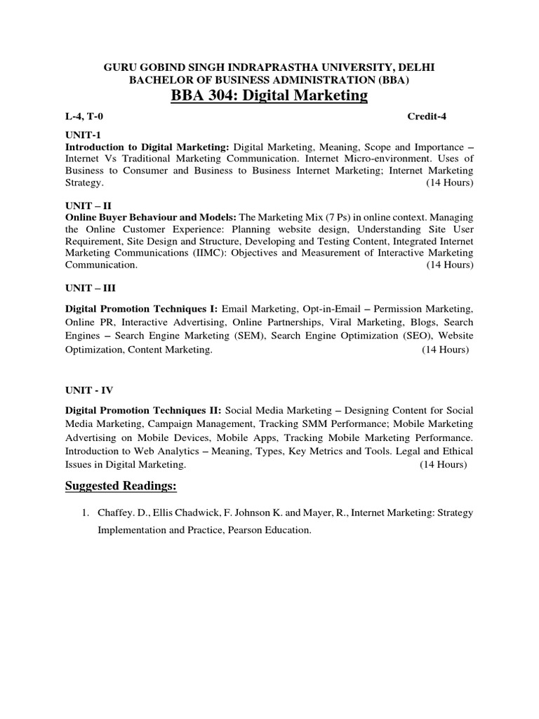 Course Material of BBA 304 - Digital Marketing[1] | PDF | Digital ...