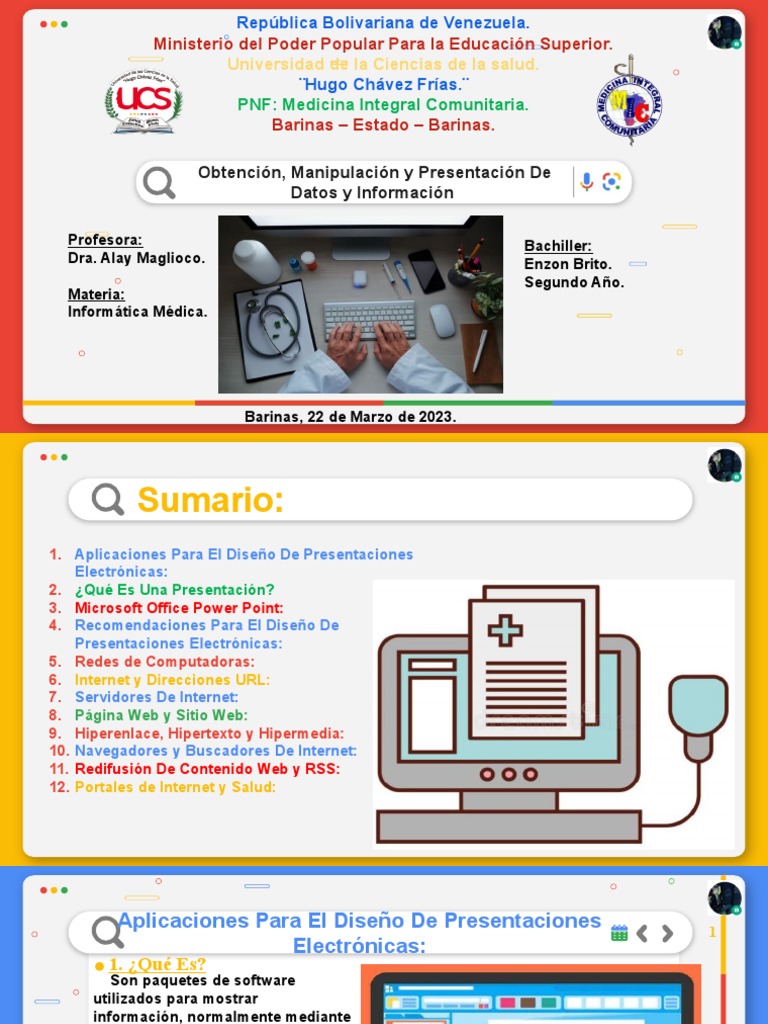 Informática Médica 01, Tema 03 - Obtención, Manipulación y Presentación de Datos y Información ...