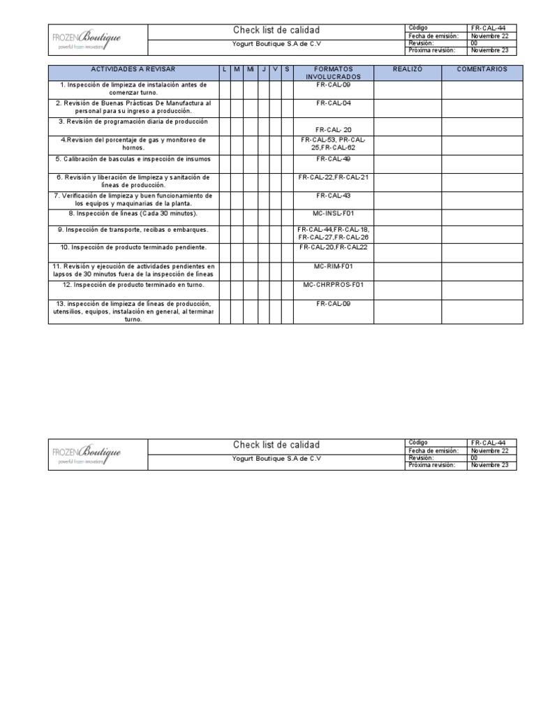 Check List de Calidad | PDF