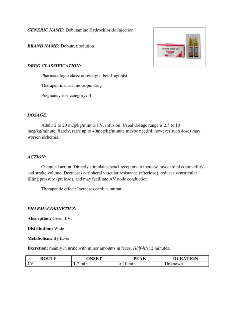 Dobutamine Use in Cardiac Care | PDF | Intravenous Therapy | Drugs