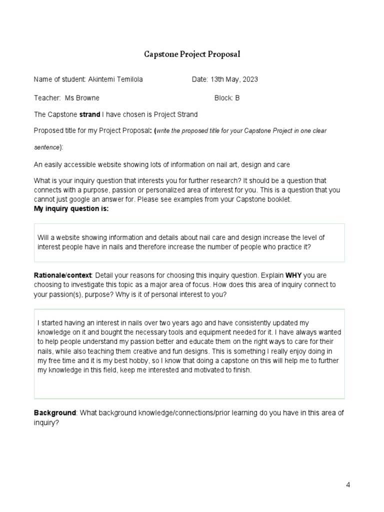My Capstone Final Project Proposal | PDF | Mentorship | Communication My Capstone Final Project Proposal | PDF | Mentorship | Communication