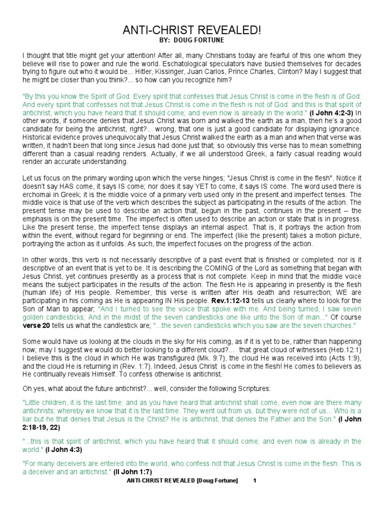 ANTI-CHRIST REVEALED Doug Fortune | PDF | Antichrist | Jesus