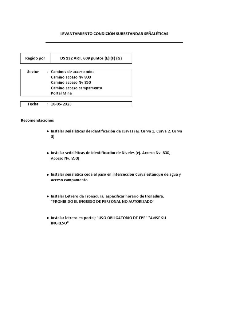 Levantamiento Señaléticas | PDF Levantamiento Señaléticas | PDF
