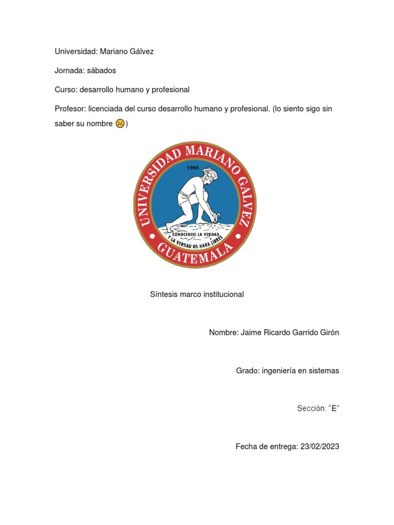 Sintesis Del Marco Institucional | PDF