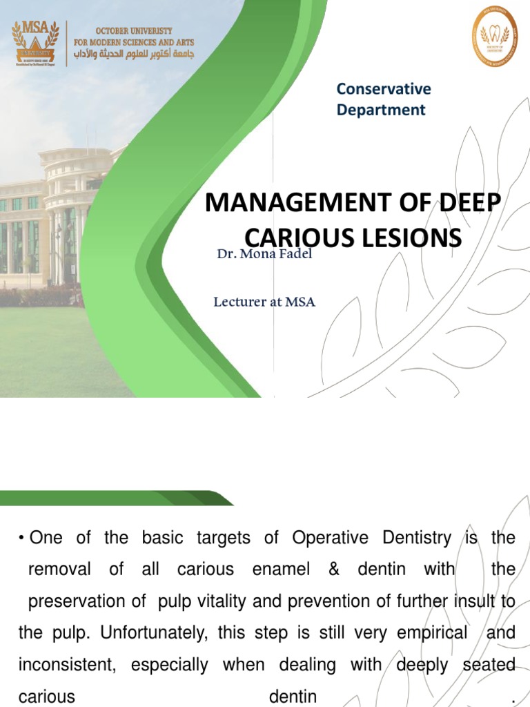 Managing Deep Carious Lesions in Dentistry | PDF | Dentin | Tooth