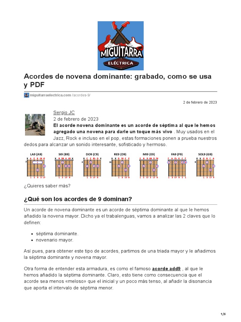 Acordes de Novena Dominante Cifrado Cómo Se Usan y PDF | PDF | Acorde (Música) | Escala (música)