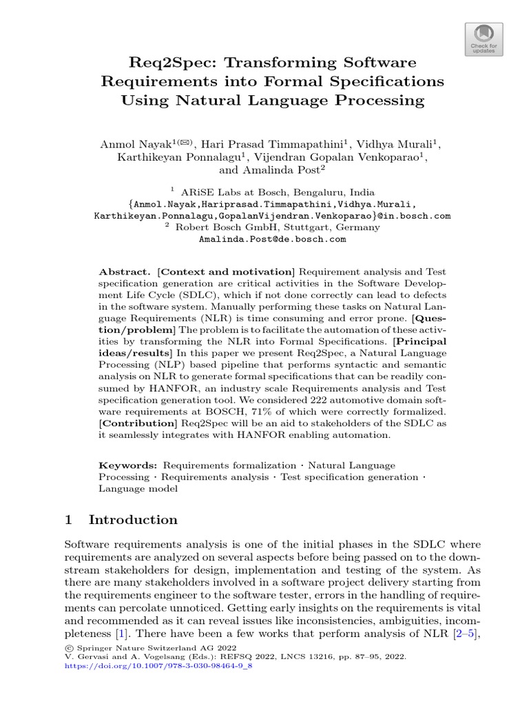 Req2Spec: Transforming Software Requirements Into Formal Specifications Using Natural Language ...