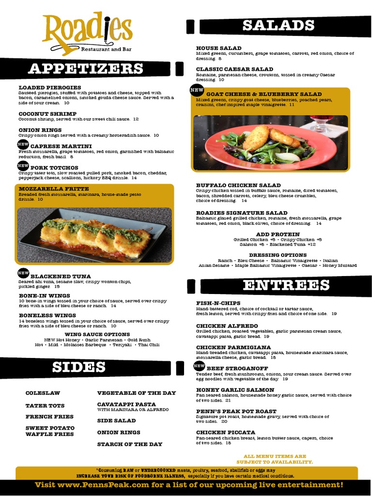 Roadies Menu | PDF | Hamburgers | Salad