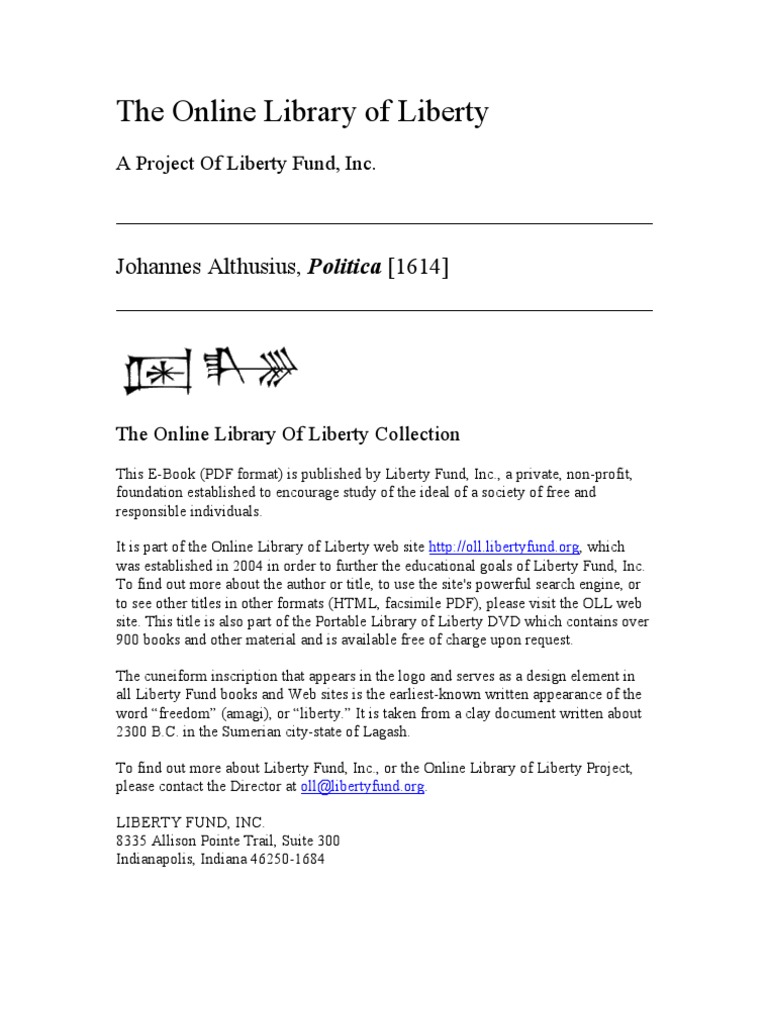 Johannes Althusius Politica | PDF | Jurisprudence | Calvinism