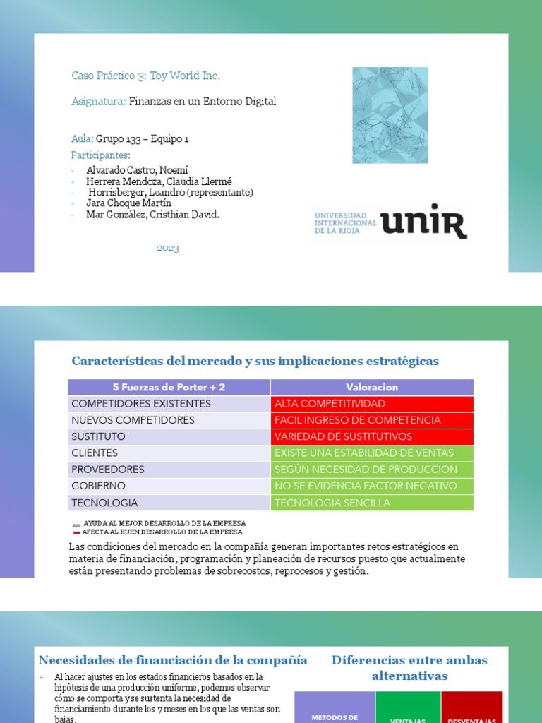 Finanzas en Un Entorno Digital - Grupo 133, Equipo 1 - Caso Toy World Inc. | Descargar gratis ...
