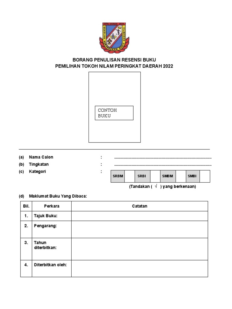 FORMAT RESENSI BUKU TOKOH NILAM 2022 (New) | PDF