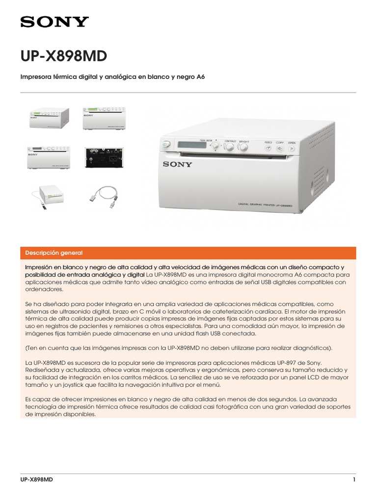 Impresora Médica Compacta UP-X898MD | PDF | Impresora (Computación) | USB