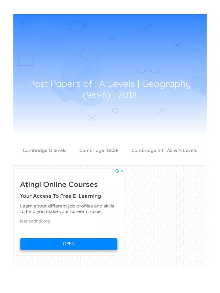Past Papers - A Levels - Geography (9696) - 2018 - GCE Guide | Download ...