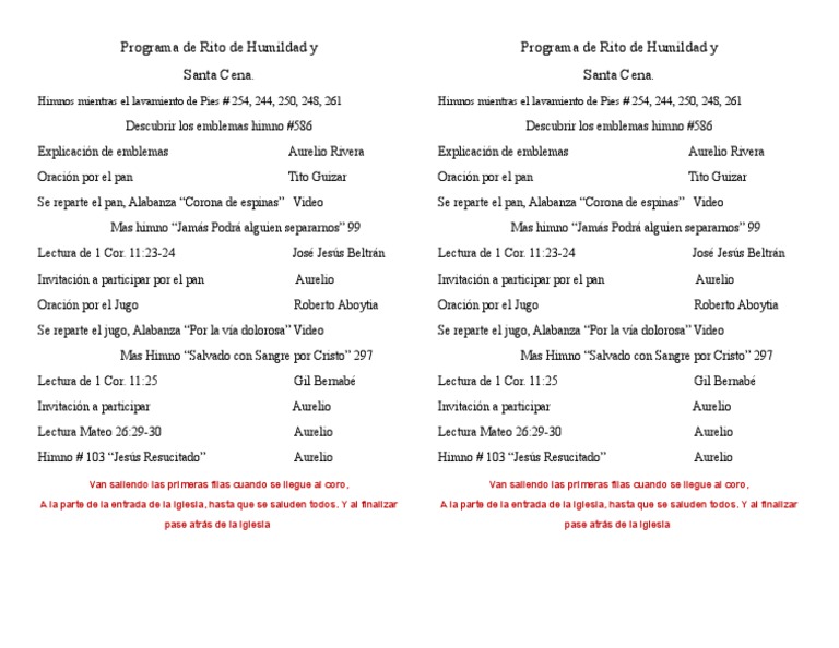 Rito de Humildad y Santa Cena | PDF | Evangelios canónicos | Dios en el ...