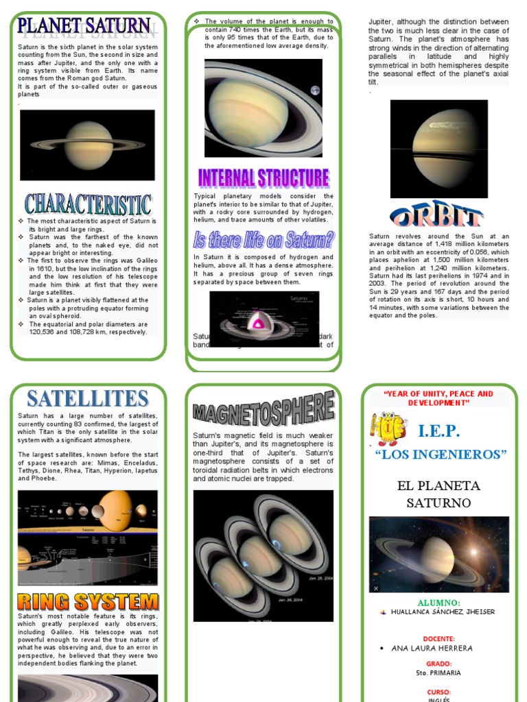 PLANETA SATURNO Triptico | PDF | Planets | Saturn