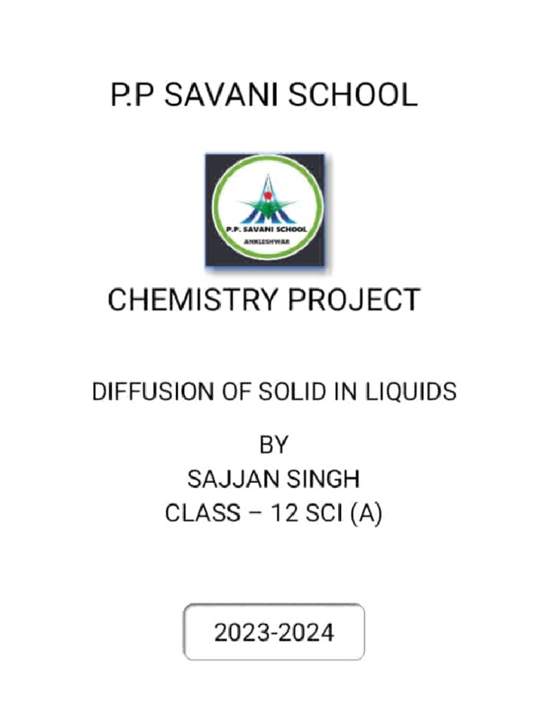 Diffusion of Solid in Liquid | PDF | Diffusion | Chemistry